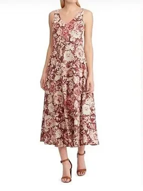 Chaps | Dresses | Chaps Fit Flare Dress Brushed Cotton Sleeveless Midi ...